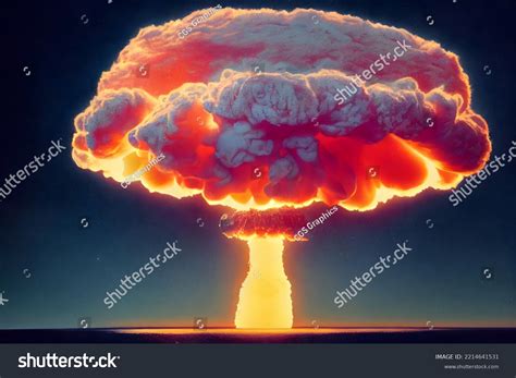 3d Illustration Atomic Explosion Mushroom Cloud Stock Illustration