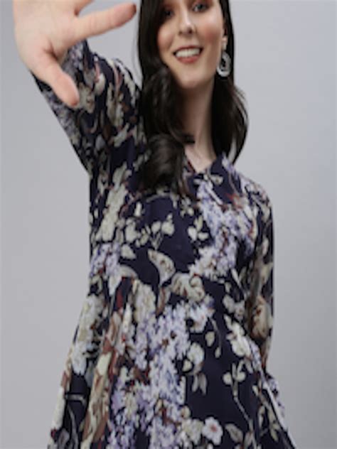 Buy Showoff Navy Blue Floral Layered Dress Dresses For Women 19473694