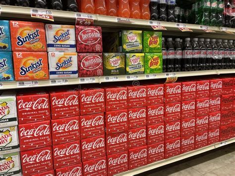 Grocery Store Soda Coke 12 Packs On Shelves Editorial Photography