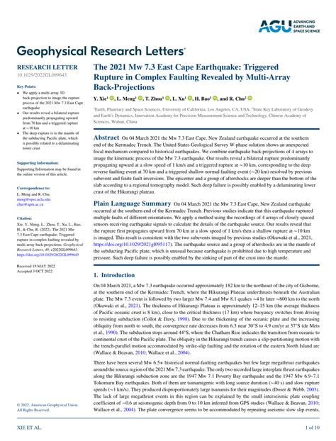 The 2021 Mw 73 East Cape Earthquake Triggered Rupture In Complex