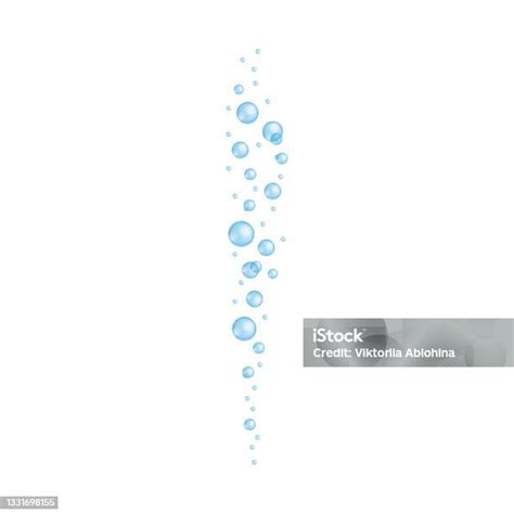 파란색 빛나는 거품 스트림 비누 거품 수족관 또는 바다 수중 산소 효과 목욕 비누 탄산 음료의 투명한 질감 벡터 사실적인 그림 구에 대한 스톡 벡터 아트 및 기타 이미지