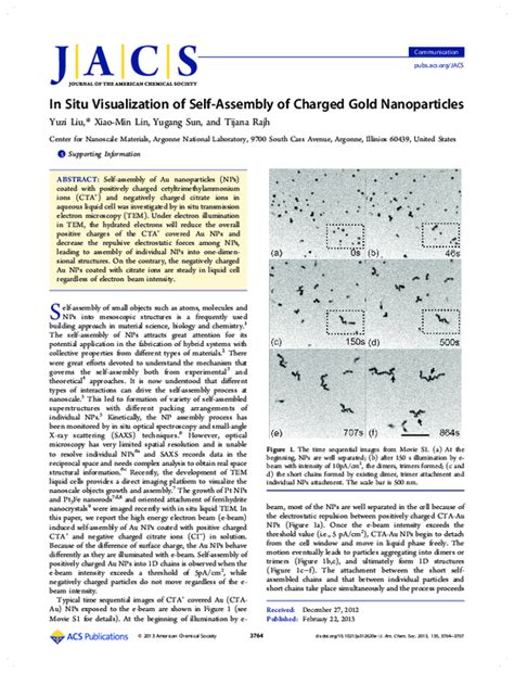 Pdf In Situ Visualization Of Self Assembly Of Charged Gold Nanoparticles