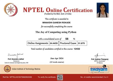 Minakshi Rokade On Linkedin Python Nptel Certification Programming