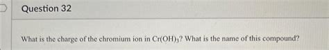 Solved What Is The Charge Of The Chromium Ion In Croh3