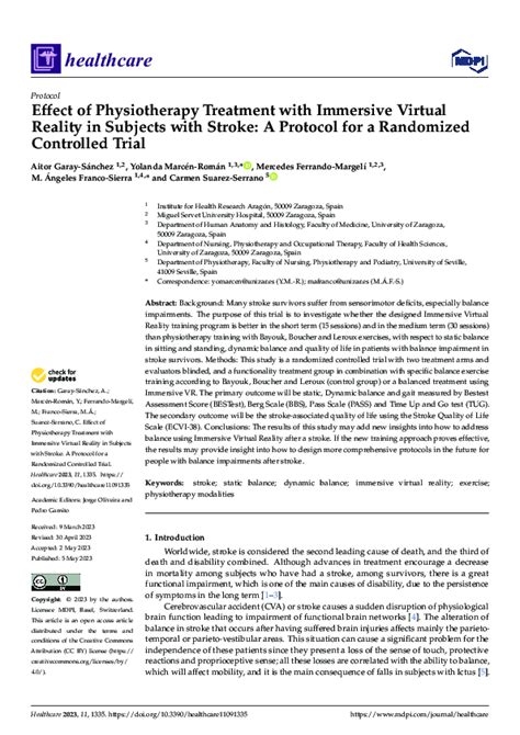 Pdf Effect Of Physiotherapy Treatment With Immersive Virtual Reality In Subjects With Stroke