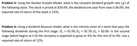 Solved Problem Using The Gordon Growth Model What Is The Chegg
