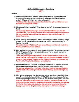 Richard III Study Guide By Megan Altman Teachers Pay Teachers