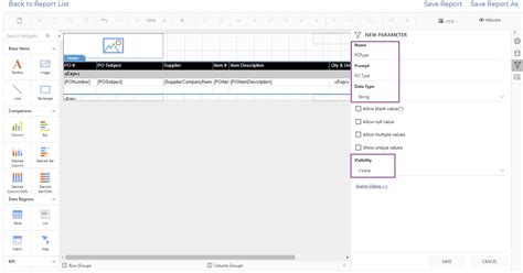 Add Custom Log Report Advanced Topic Report Design Adding Visible