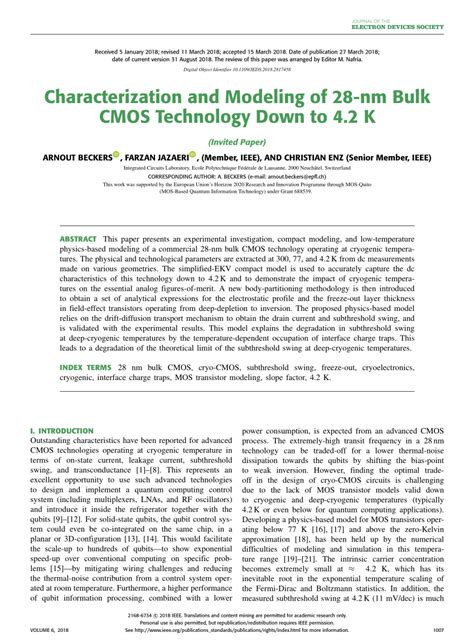 Pdf Characterization And Modeling Of 28 Nm Bulk Cmos Technology Down