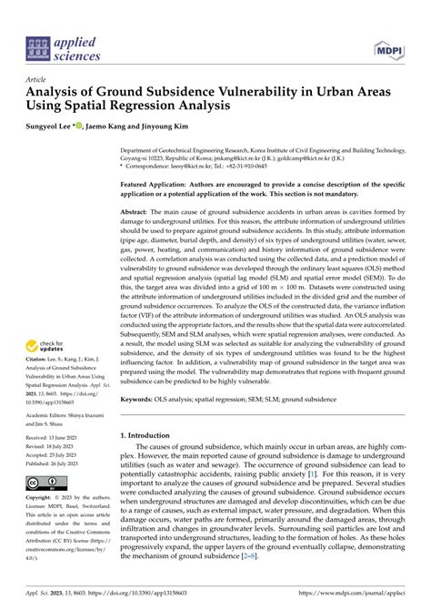 Pdf Analysis Of Ground Subsidence Vulnerability In Urban Areas Using Spatial Regression Analysis