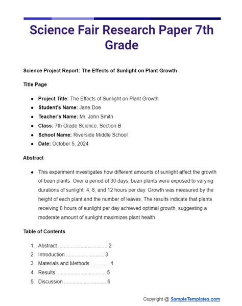 Science Fair Methodology Example