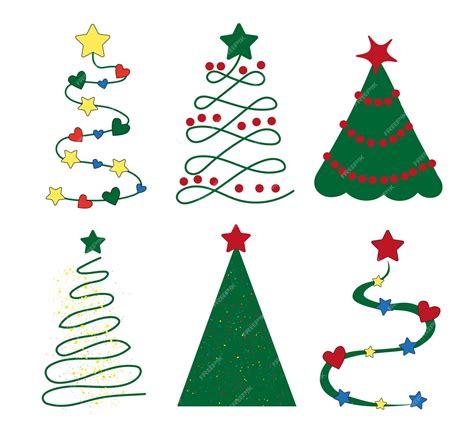 Premium Vector Set Of Christmas Trees Icons And Stickers Abstract