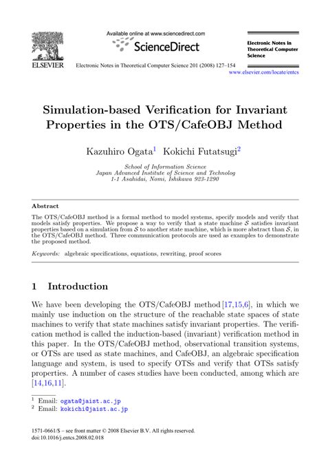 pdf simulation based verification for invariant properties in the ots