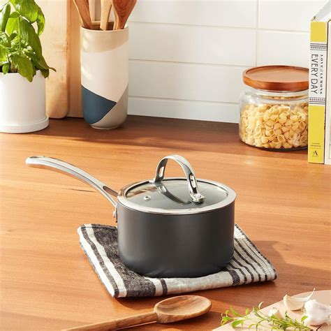 Cooks Standard Hard Anodized Nonstick Saucepan With Lid Black