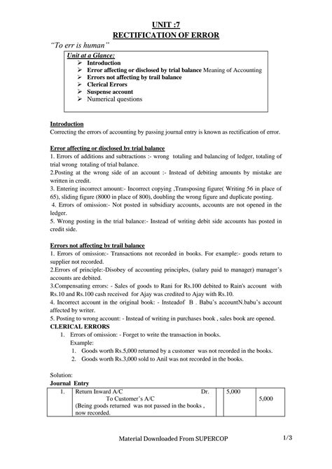 SOLUTION Class 11 Rectification Of Error Full Detailed Class Notes 2022 Accountancy Notes