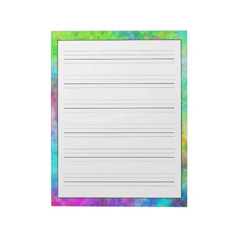 Handwriting Practice Sheets Modern Neon Colors Notepad Zazzle