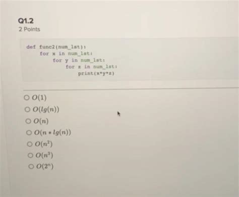 solved for each of the following functions use big o