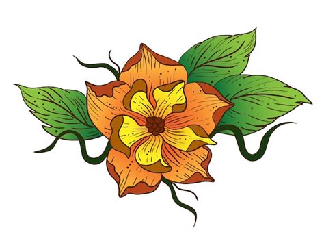 Schöne Und Retro Blühende Blume Premium Vektor