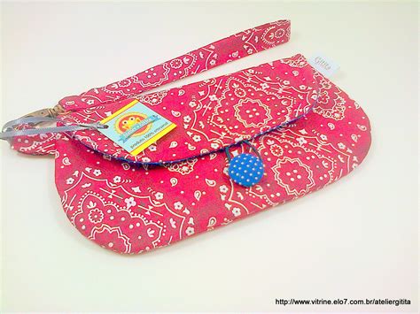 Clutch Marie Bandana Vermelha Atelier Gitita Elo7