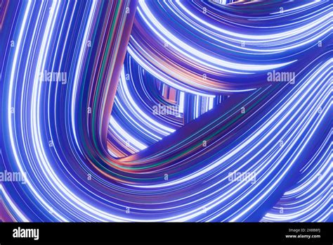 Abstract Light Trails Creating A Dynamic Flowing Pattern In Vibrant Blue And Purple Hues 3d