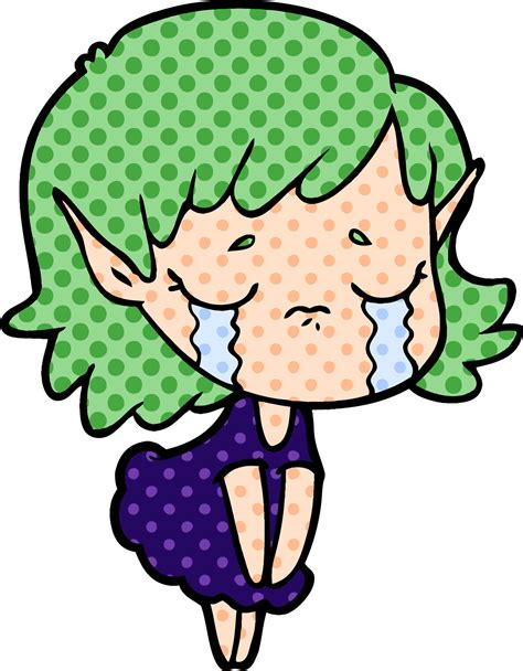 Cartoon Crying Elf Girl 12311472 Vector Art At Vecteezy