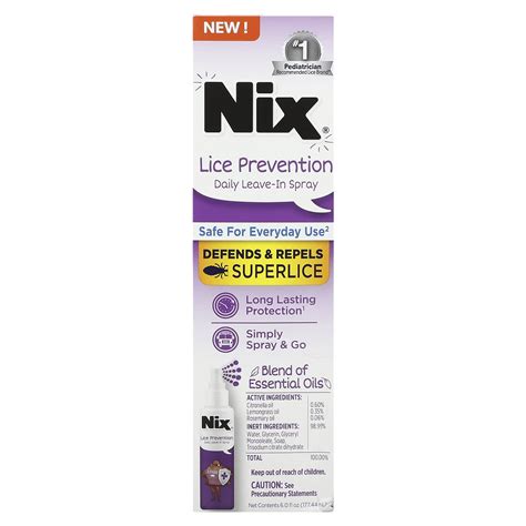 Nix Lice Prevention Daily Leave In Spray 6 Fl Oz 177 44 Ml
