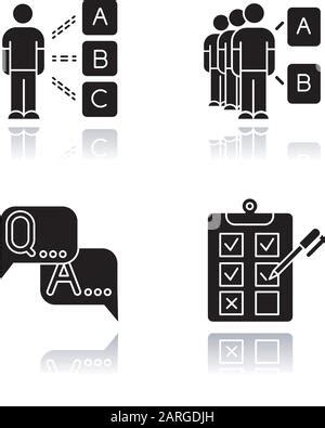 Survey Drop Shadow Black Glyph Icons Set Interview Questioning