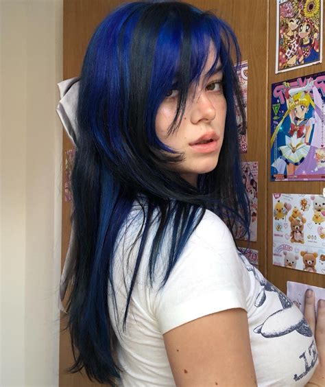 Dark Blue Hair Black Hair Dye Black Hair With Highlights Hair