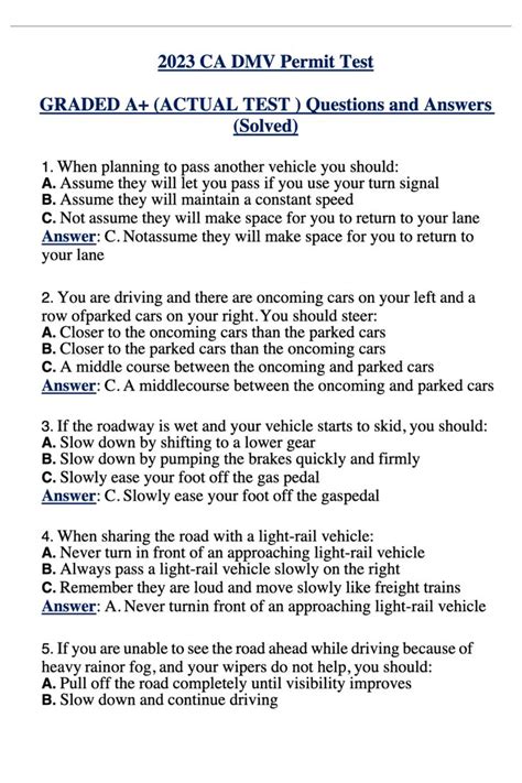 2024 Ca Dmv Permit Test Questions And Answers
