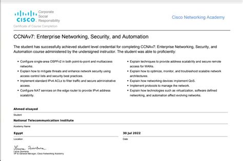 finished the ccna with the national telecommunication institute nti