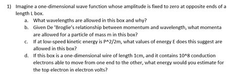 Solved 1 Imagine A One Dimensional Wave Function Whose