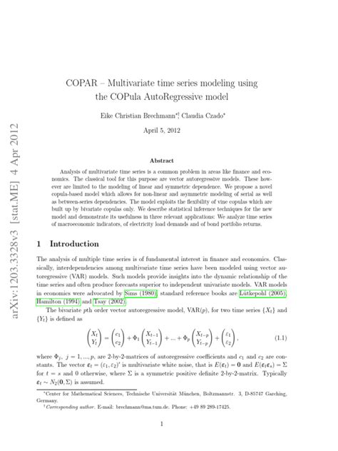 Copula Ar Model Download Free Pdf Vector Autoregression Time Series