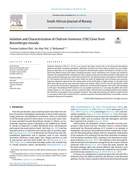 Pdf Isolation And Characterization Of Chalcone Isomerase Chi Gene