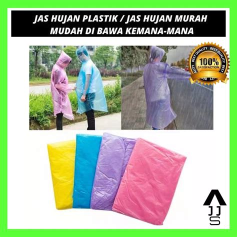 Jual Jas Hujan Plastik Darurat Mantel Lengan Travel Sekali Pakai