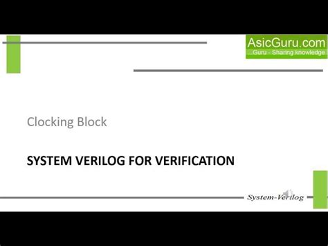 Systemverilog Clockingblock System Verilog Tutorial System Verilog Shelly Gupta