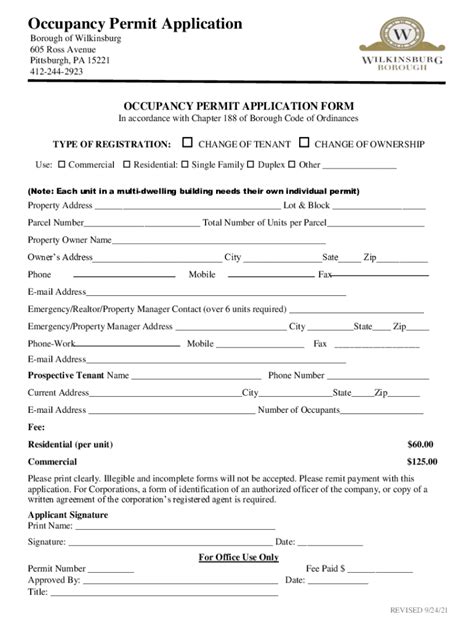 Fillable Online Occupancy Permit Application Fax Email Print Pdffiller