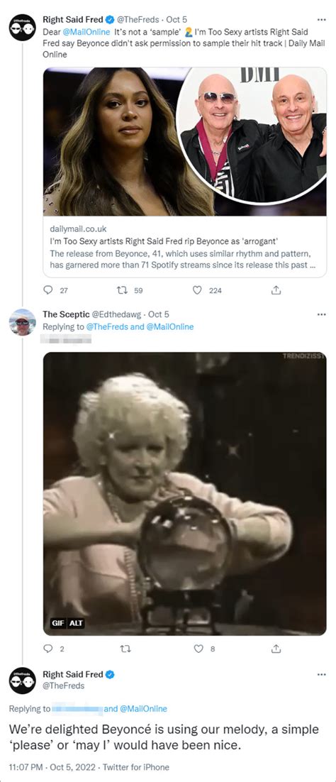 Beyonce Dubbed Arrogant By Right Said Fred For Using Im Too Sexy