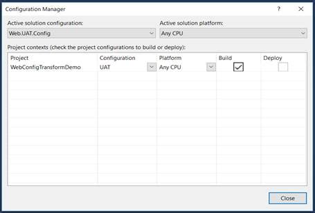 Transform Web Config File While Deploying The Web Application Project
