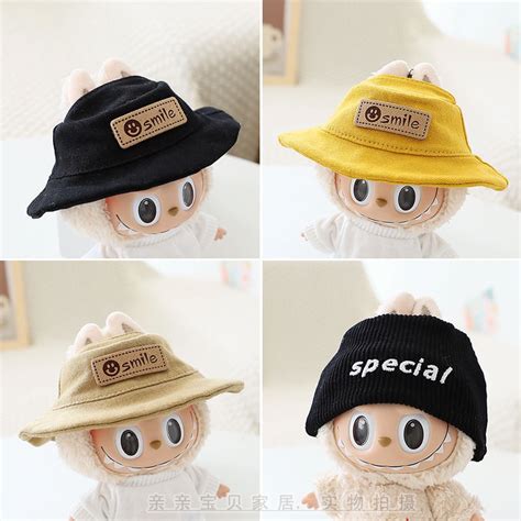 Labubu Denim Bucket Hat Labubu Vinyl Doll 17cm Pendant Hat Original