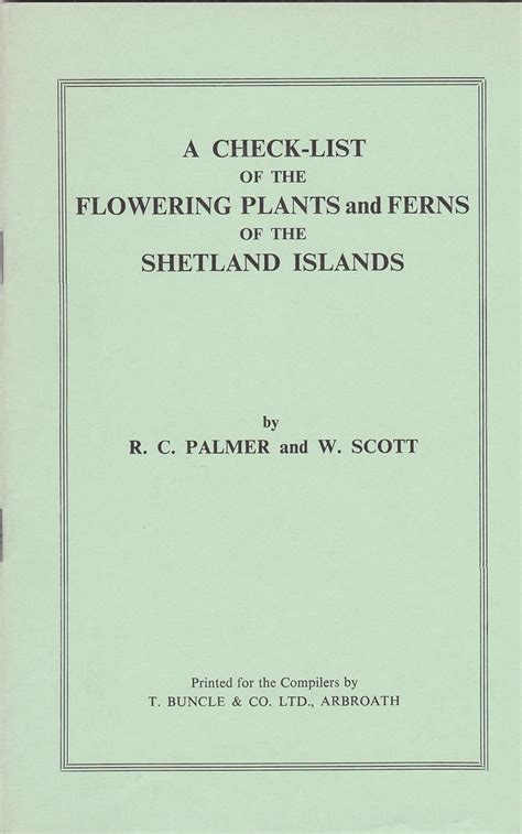 A Check List Of The Flowering Plants And Ferns Of The Shetland Islands