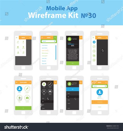 Mobile Wireframe App Ui Kit Stock Vector Royalty Free