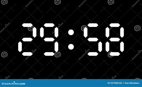 Timer With White Numbers With Alpha Channel Countdown 1 Minute Stock