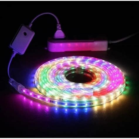 Jual PAKET LED STRIP 2835 RGB WARNA WARNI AC 220V SOCKET JEPIT RGB
