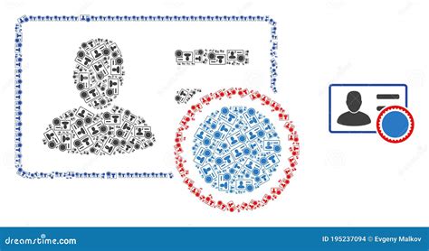 Stamped User Card Recursion Composition Of Self Icons Stock Vector