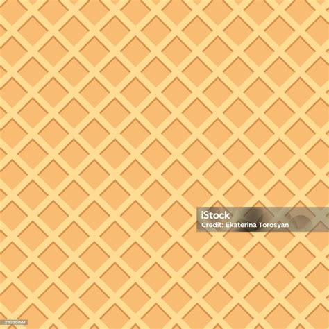 ワッフルアイスクリームコーンスウィートフードシームレスパターンウェーハテクスチャ無限の繰り返し背景 バニラアイスクリームのベクターアート