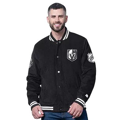 Mens Starter Black Vegas Golden Knights Blackout Varsity Jacket