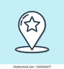 Blue Line Map Pointer Star Icon Stock Vector Royalty Free