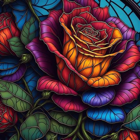 Premium Photo Cf 09 Stained Colorful Glass Floral Theme
