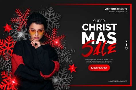 Черно красная рождественская распродажа баннер Бесплатно векторы