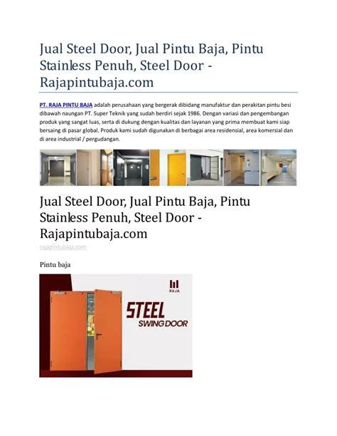 Ppt Jual Steel Door Jual Pintu Baja Pintu Stainless Penuh Steel